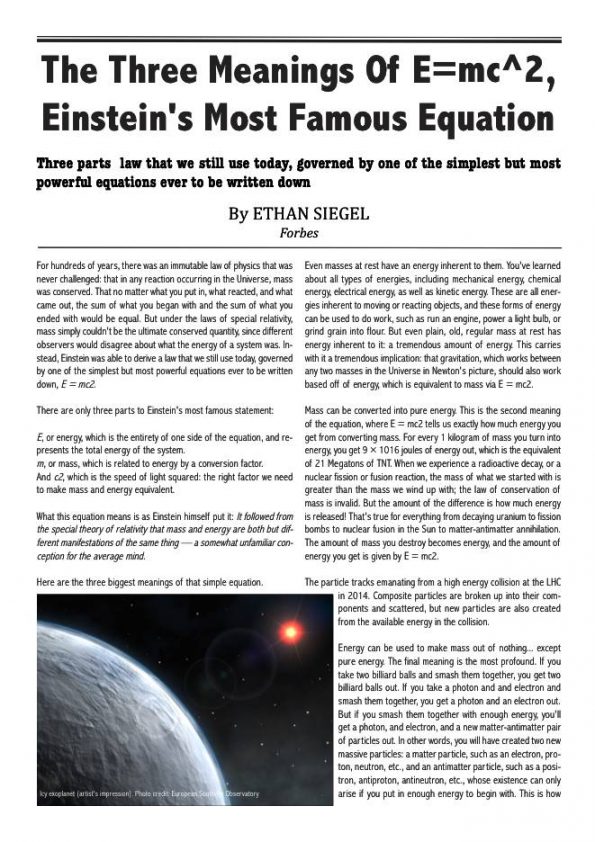 The Three Meanings Of E=mc², Einstein’s Most Famous Equation - ONE Only ...