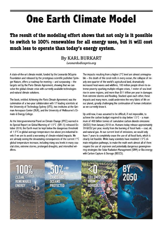 One Earth Climate Model - ONE Only Natural Energy