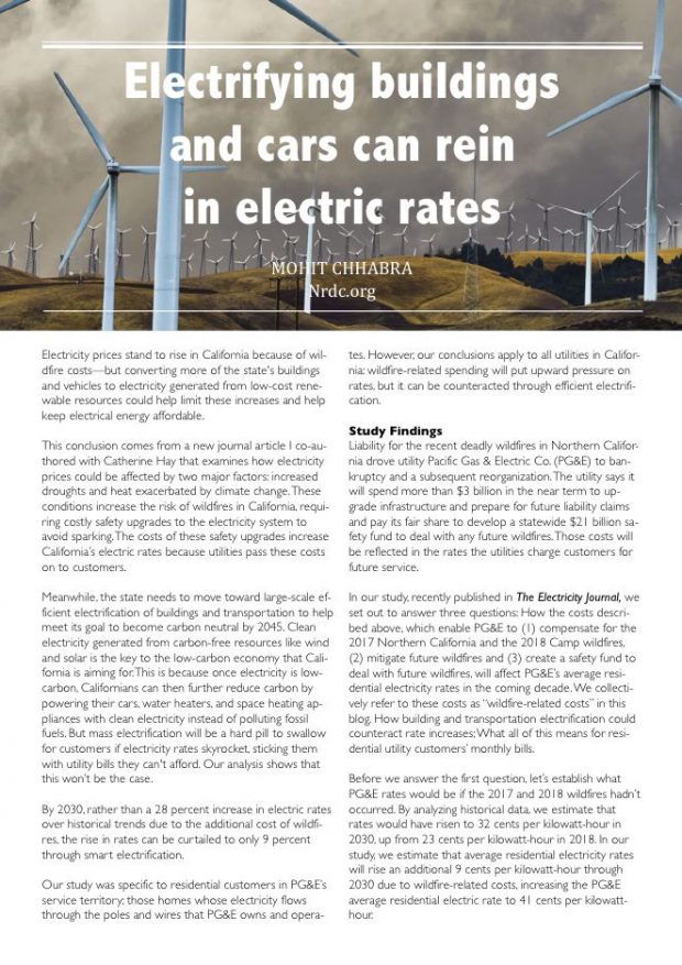 Electrifying buildings and cars can rein in electric rates - ONE Only ...