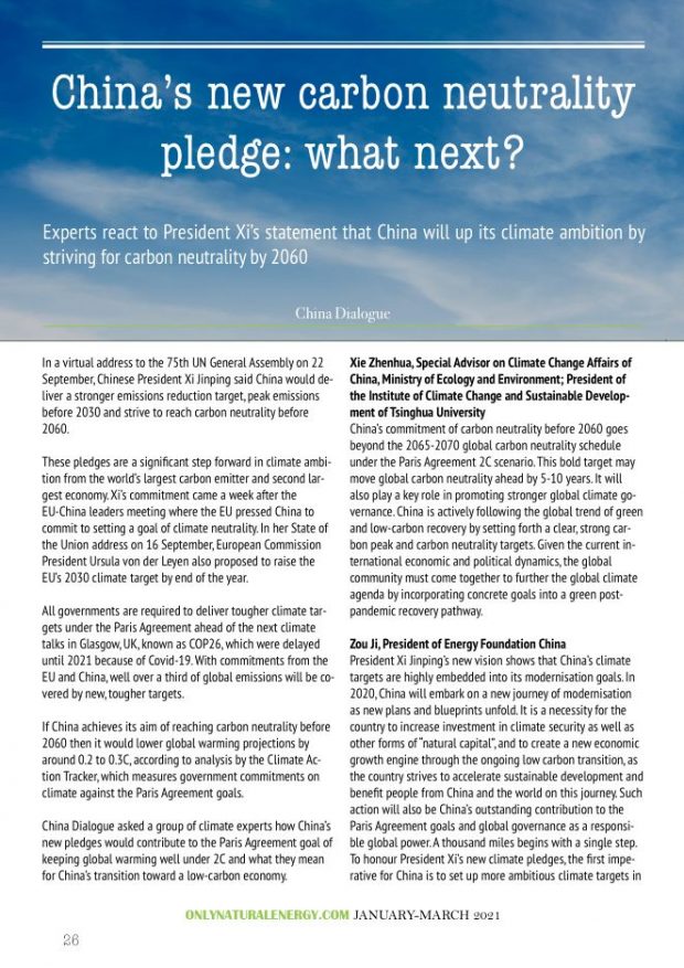 China’s new carbon neutrality pledge: what next? - ONE Only Natural Energy