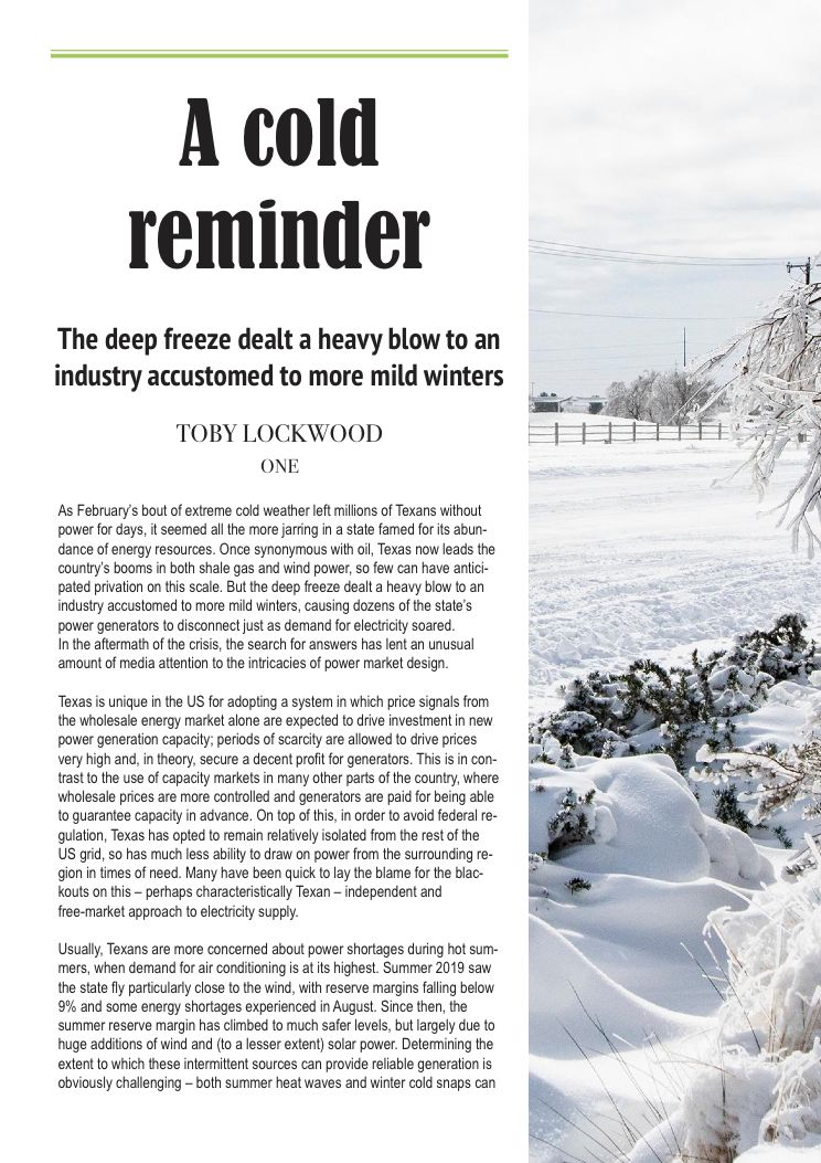 A cold reminder - ONE Only Natural Energy