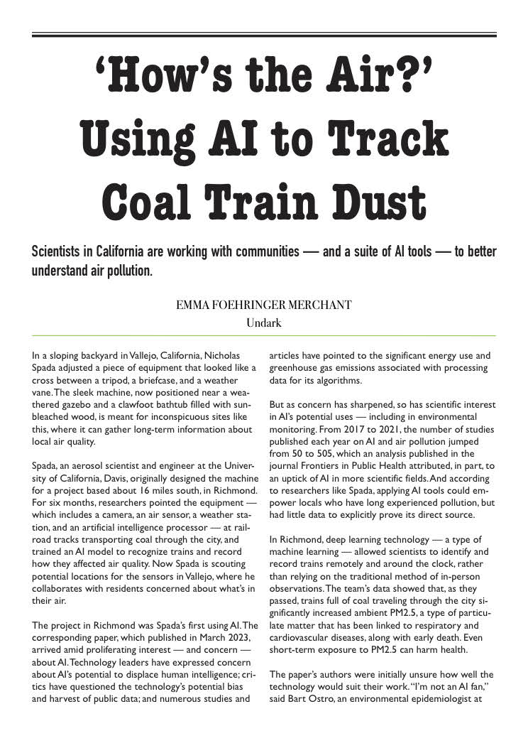 ‘How’s the Air?’ Using AI to Track Coal Train Dust - ONE Only Natural ...