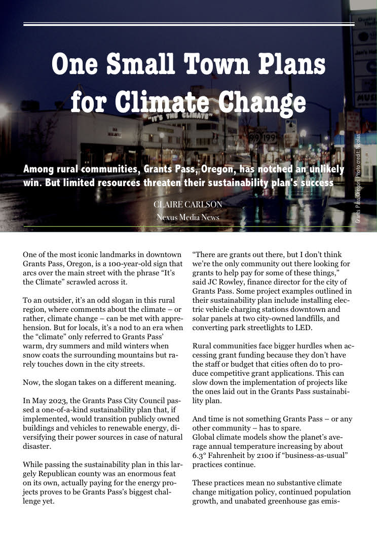 One Small Town Plans for Climate Change - ONE Only Natural Energy