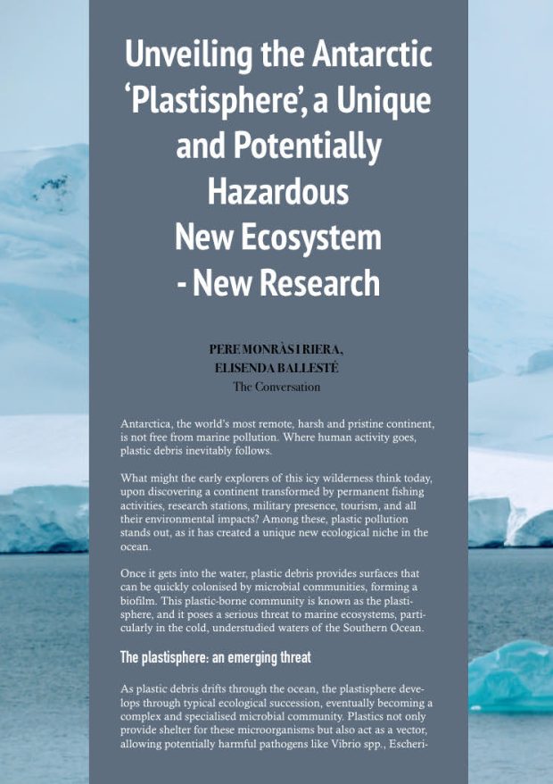 Unveiling the Antarctic ‘Plastisphere’, a Unique and Potentially ...