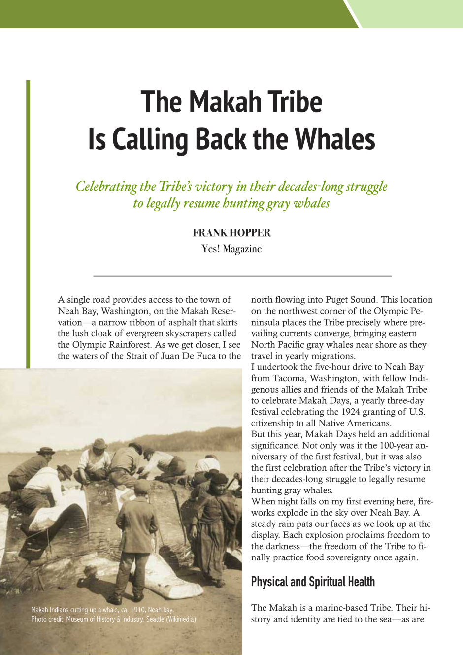 The Makah Tribe Is Calling Back the Whales - ONE Only Natural Energy