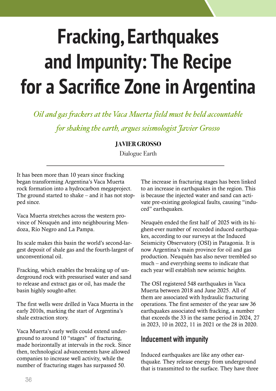 Fracking, Earthquakes and Impunity: The Recipe for a Sacrifice Zone in ...